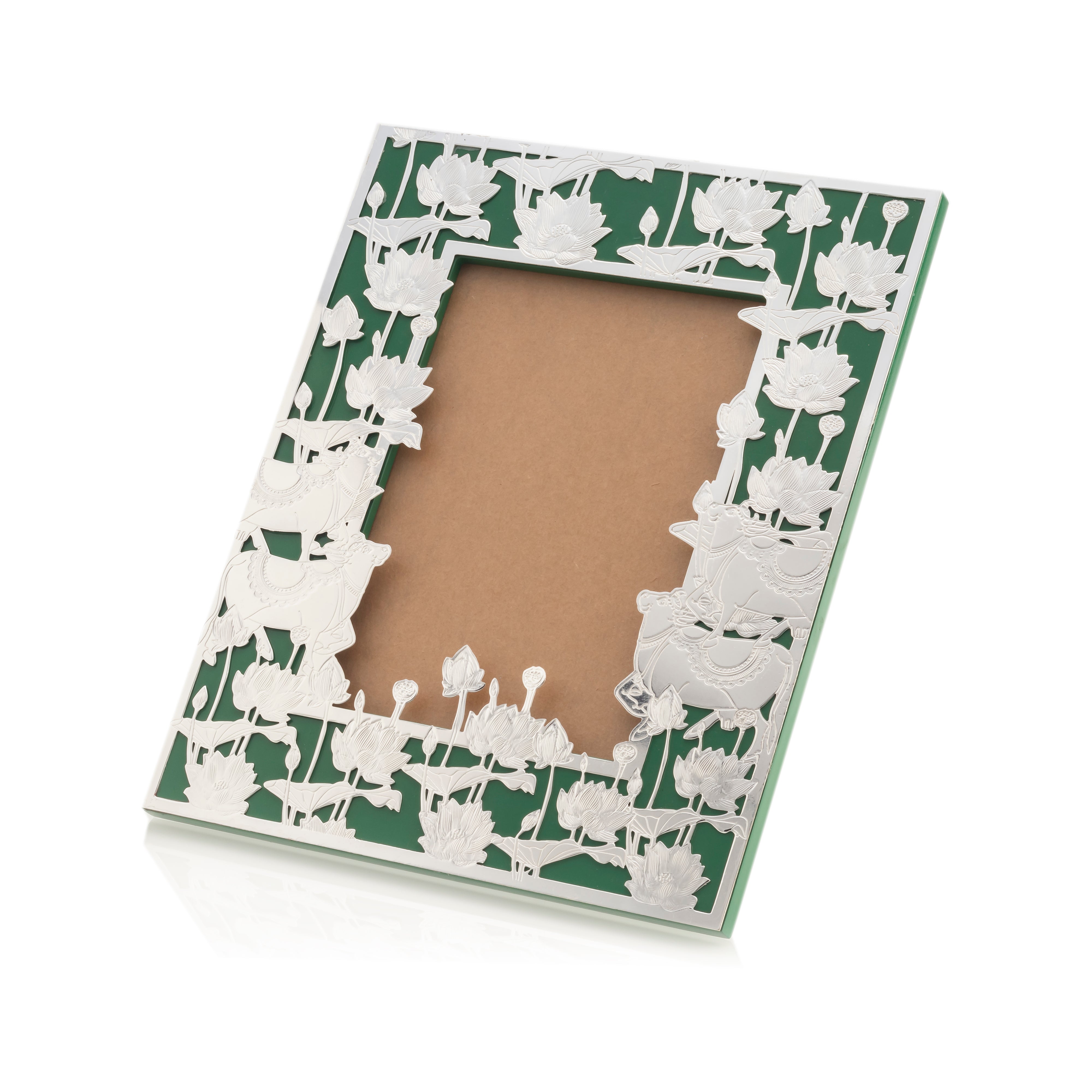 Lotus Etched Brass Photo Frame – Raya